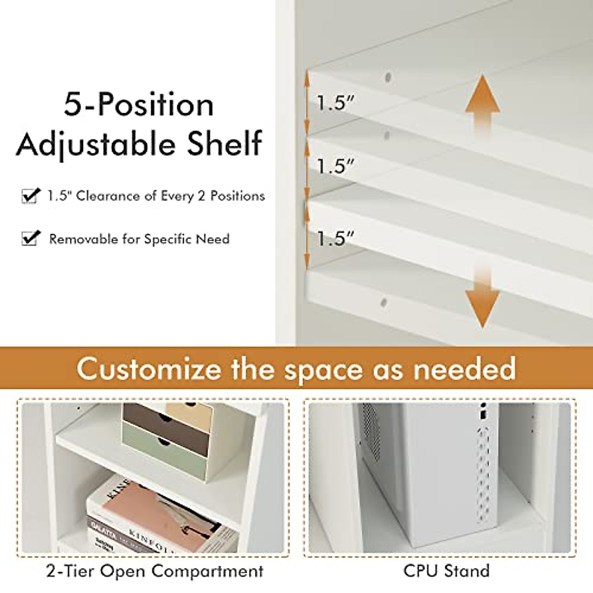 IFANNY White Computer Desk with Drawers, Modern Office Desk with Keyboard Tray and Open Storage Shelf, Work Desk for Home Office, Small Computer Desk for Small Spaces…