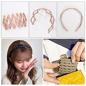 KesaPlan 6PCS Retractable Pocket Hair Band, Spring Wavy Foldable Headband No Slip, Compact Portable Adjustable Hair Hoop for Women Girl Washing Makeup Travel Outdoor, Fashion Hair Accessories