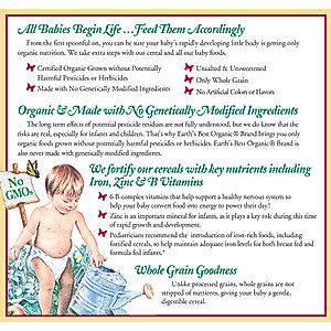 Earth's Best Organic Infant Cereal, Whole Grain Rice, 8 oz. Box