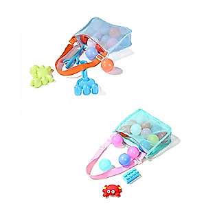 Orga'Neat Mesh Beach Shell Bag for Kids Sea Shell Collecting, Sand & Water Falls Through, Fast Dry Mesh Toy Bag for Girls Boys Picking Up Shells -3 Pack