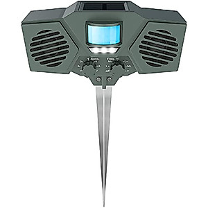 Hoont Solar Powered Motion Activated Ultrasonic with Flashing Strobe Outdoor Animal and Pest Repeller for Birds