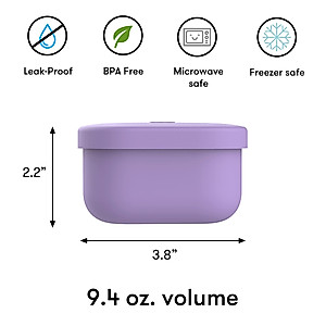 Omie OmieBox Silicone Leakproof Snack Containers To Go, Food Storage Containers with Lid, School Lunch Bento Container - BPA Free, Airtight, Dishwasher and Freezer Safe, Oven Safe - 9.4 ounces