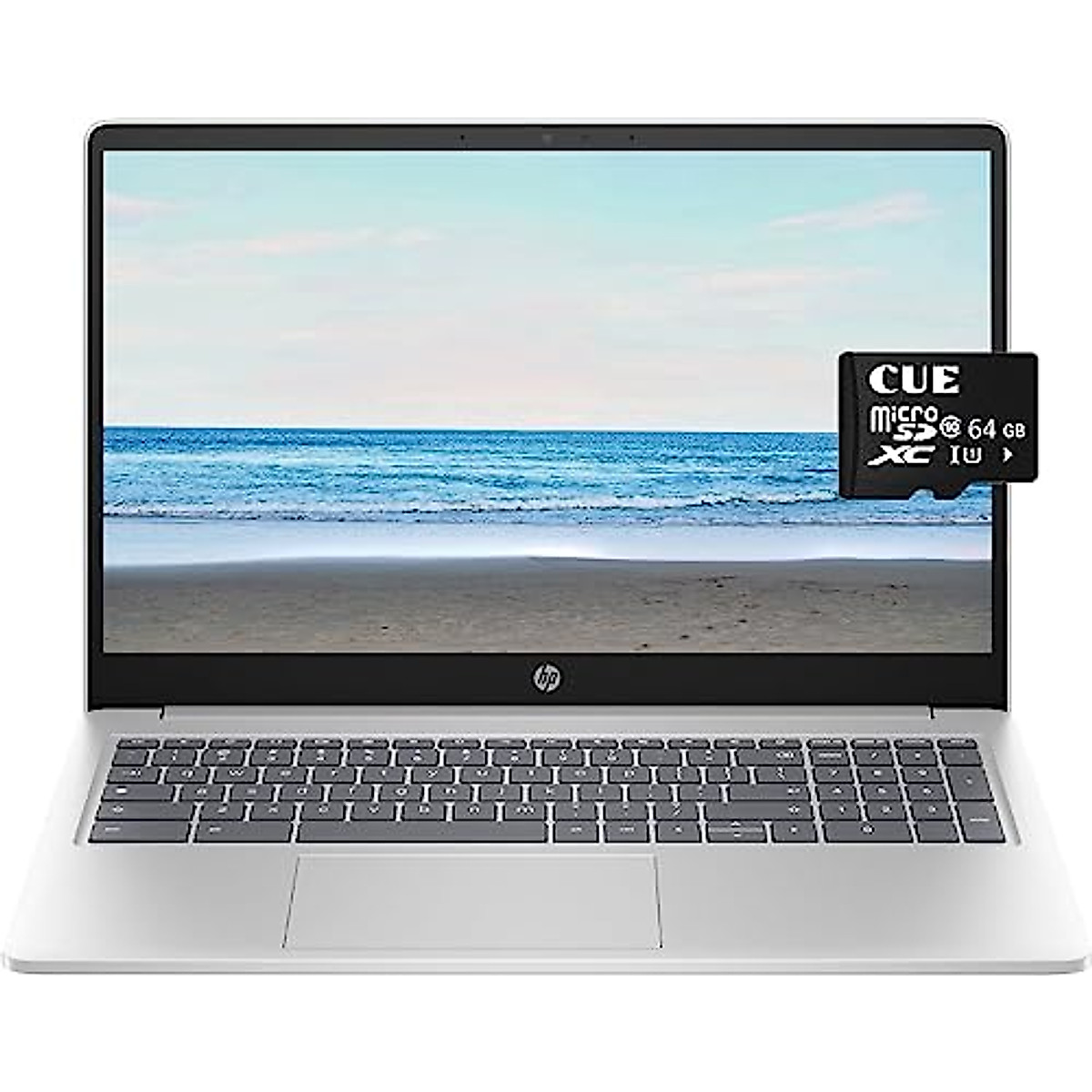 HP 2023 Newest Chromebook 15.6" HD Laptop, Intel Quad-Core N200(> N6000), 8GB LPDDR5 RAM, 128GB Storage(64GB eMMC+64GB Micro SD), Full Size Keyboard, Webcam, WiFi 6, Fast Charge, Chrome OS