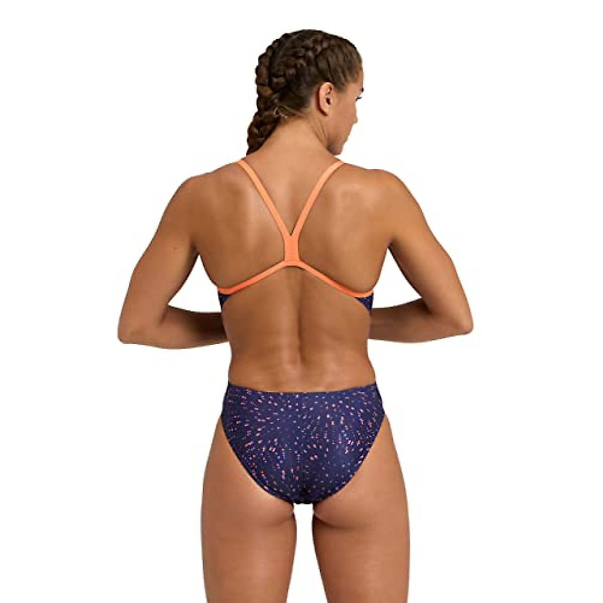 Arena Performance Fireworks Women's Swimsuit Challenge Back One Piece MaxLife Training Suit, Nespola/Navy Multi, US Size 32