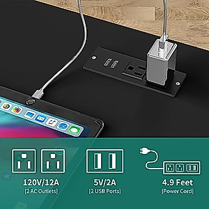 YITAHOME Nightstand with Charging Station, Night Stands with 2 Drawers for Bedroom, Modern Bedside Table End Side Table with USB Ports and Outlets, Set of 2, Black