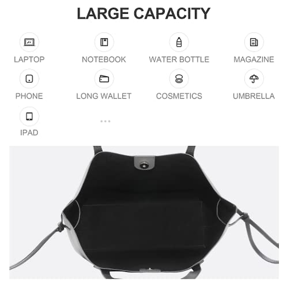 Women's Tote Bag Shoulder Bag Big Capacity Soft PU Leather Handbag with Decorative Strap