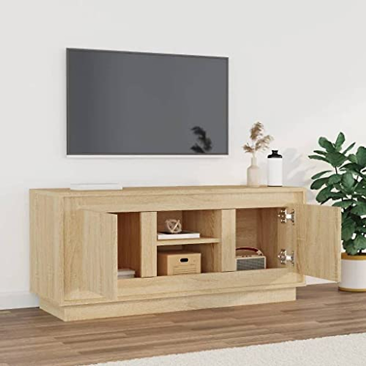 GaRcan TV Cabinet Media Furniture Sideboard Entertainment Centre TV Console Media Unit HiFi Cabinet Concrete Grey 102x35x45 cm Engineered Wood (Sonoma Oak)