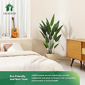 CROSOFMI Artificial Canna Lily Tree 4.6 Feet Fake Tropical Palm Tree with 20 Trunks,Perfect Large Faux Silk Plants in Pot for Indoor Outdoor Home Office Garden Modern Decoration Housewarming Gift