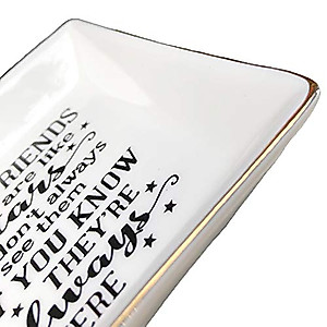HOME SMILE Good Friends Bestie Gifts for Her Ring Trinket Dish Jewelry Tray-Good Friends are Like Stars - You Don't Always See Them But You Know They're Always There