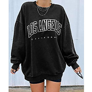 Women's Oversized Sweatshirt Los Angeles California Crewneck Long Sleeve Casual Loose Pullover Tops