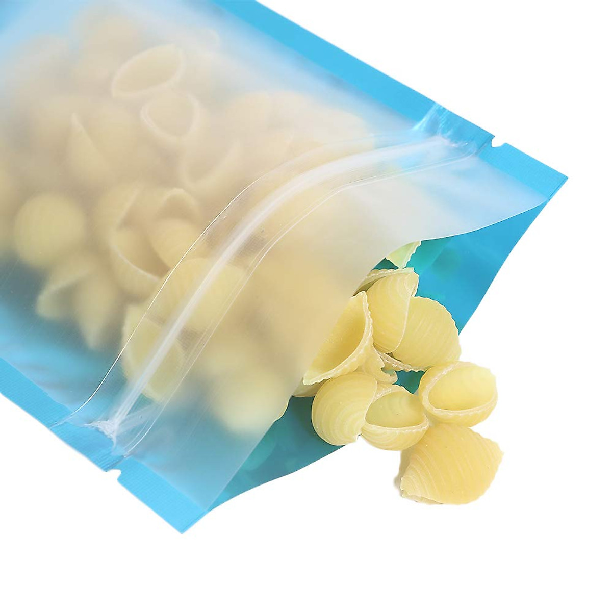 QQ Studio Pack of 100 Translucent Front Matte Blue Poly Plastic Resealable Bags (1.7oz (4" x 6"), Blue Stand-Up Pouch)