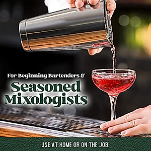 Mixology Cocktail Shaker Boston Shaker Set Professional Weighted Martini Shakers, Strainer and Japanese Jigger, Portable Bar Set for Drink Mixer Bartending, Exclusive Recipes Cards (Silver)