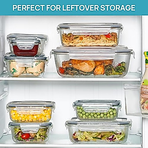 Vtopmart 2.26L/76oz Extra Large Glass Food Storage Containers with Lids, 7 Pack Meal Prep Container Set, Airtight Lunch Bento Boxes with Snap Locking Lids for Microwave, Oven, Freezer, Dishwasher