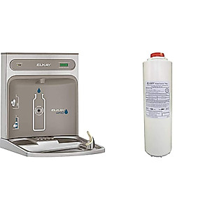 Elkay LZWSRK Bottle Filling Station, Stainless Steel & 51300C WaterSentry Plus Replacement Filter (Bottle Fillers), White