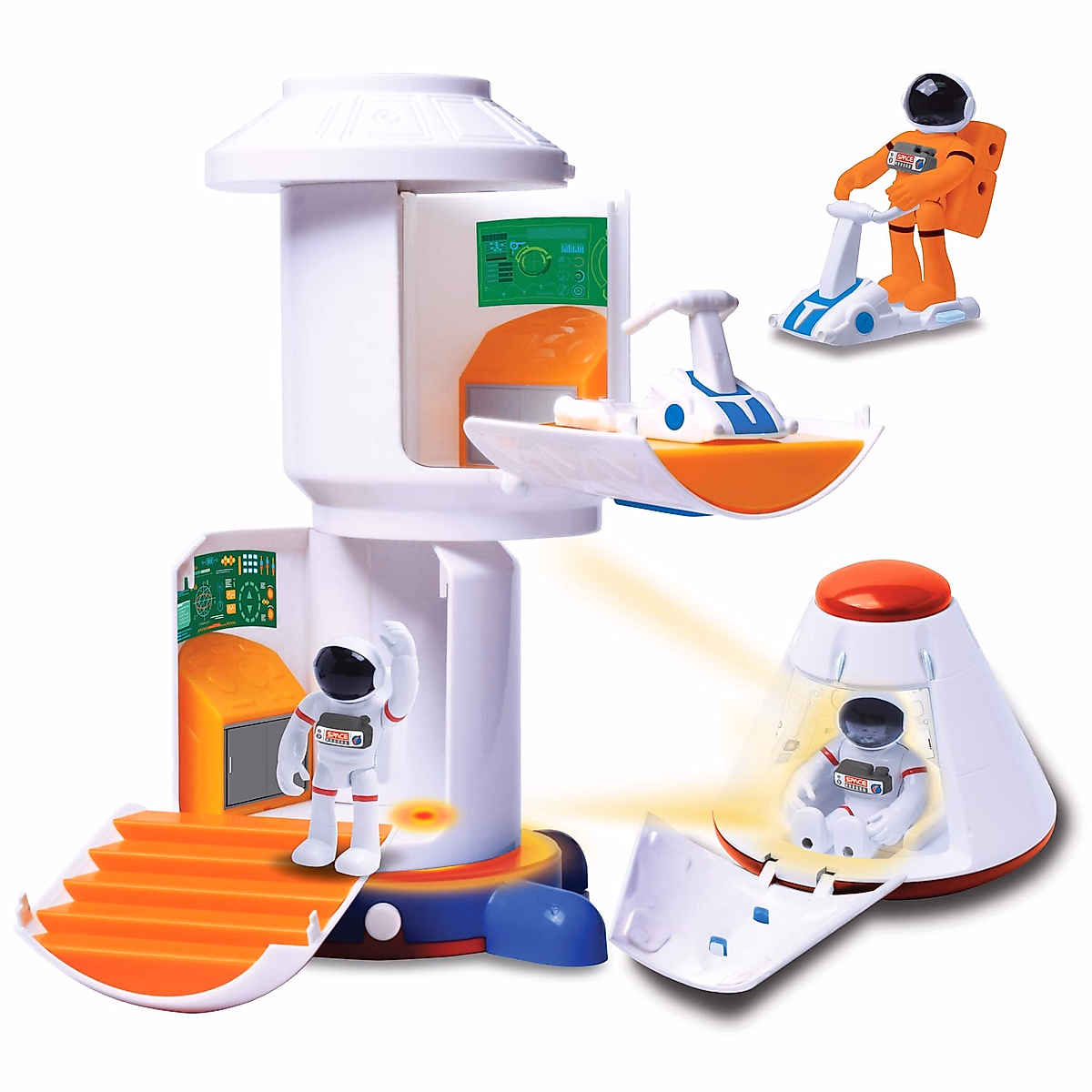 ASTRO VENTURE Deluxe Space Playset Toy - Space Shuttle, Space Station & Capsule, Space Rover & Rocket w/Lights and Sound - Space Toys for Boys and Girls
