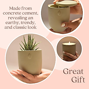 CandlePlanter Concrete Cement Candle Planter - Aromatherapy Candles for Home Scented, Soy Candles - Scented Candle & Dual Purpose Jar Candles, Strong Scented Candles - 8 Oz, 50-Hour Burn