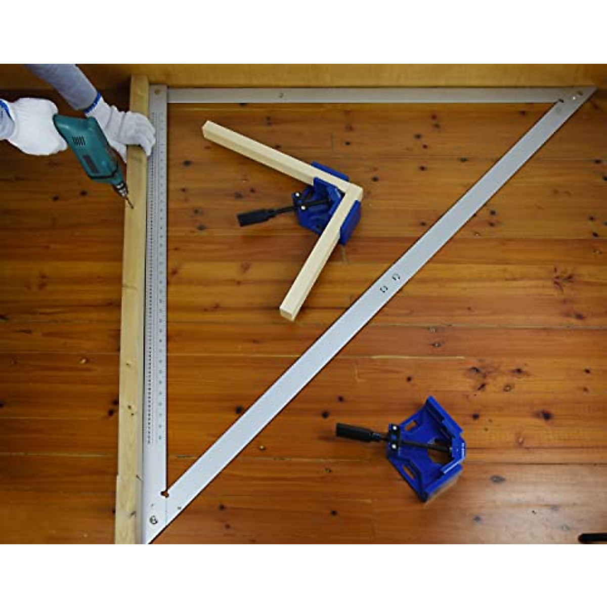 Triangle Ruler 48 Inches Folding Aluminium Framing Square Construction Tools Combination Carpentry Squares in Framing Roofing Stair Work Woodworking Movable Right Angle 90°45 Degree Angle Ruler