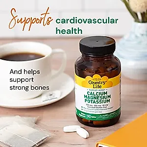 Country Life, Target-Mins Calcium Magnesium Potassium, Supports Heart Health, Daily Supplement, 90 ct