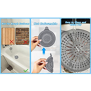 2 Pcs Silicone Shower Drain Hair Catcher with Sucker, Sink Strainer Hair Catcher, Shower Drain Cover, Shower Hair Stopper Drain Protector for Bathroom Bathtub Kitchen White + Grey