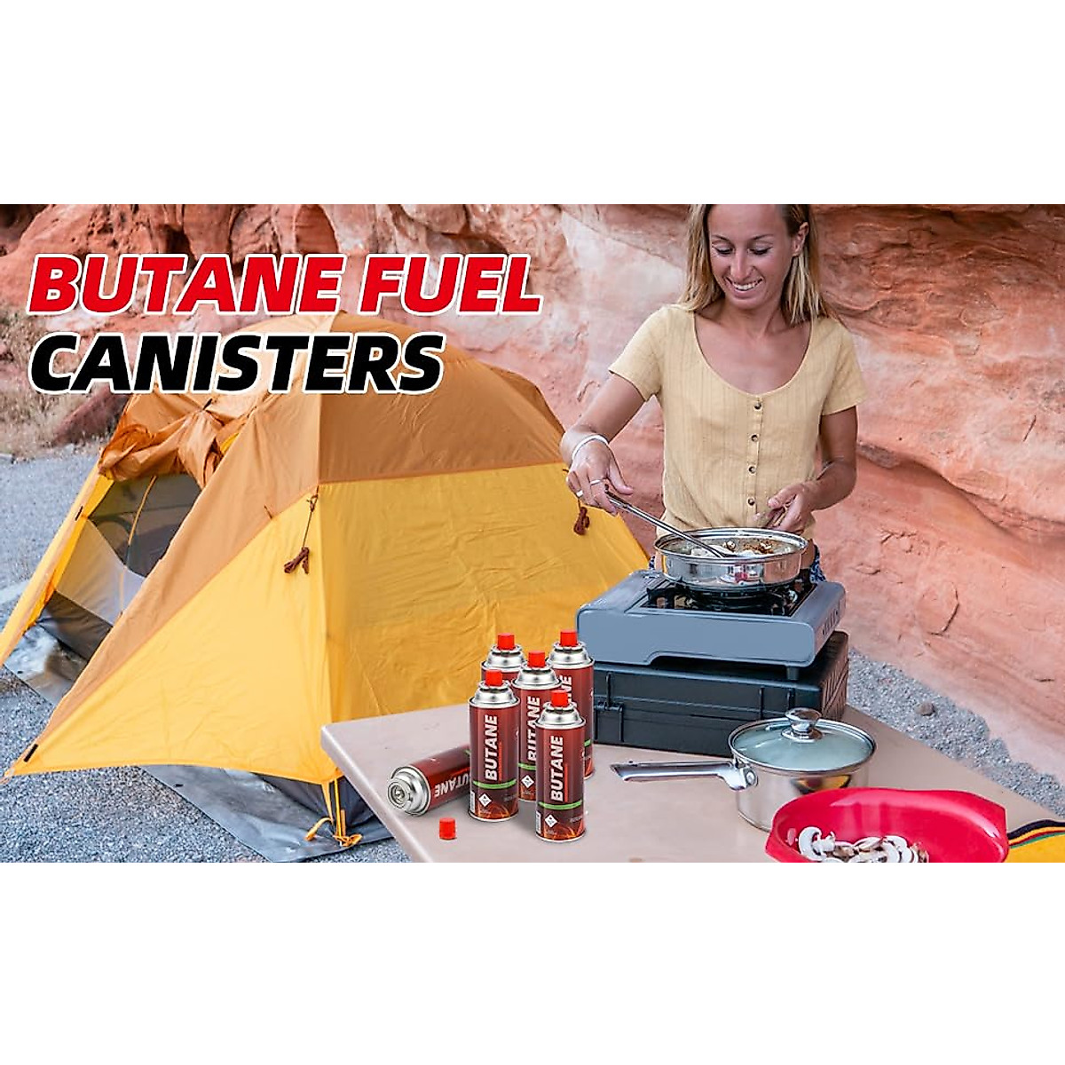 Butane Fuel Canister – NEW Model -Smart Safer Self Sealing Nozzle Technology (28 PACK)