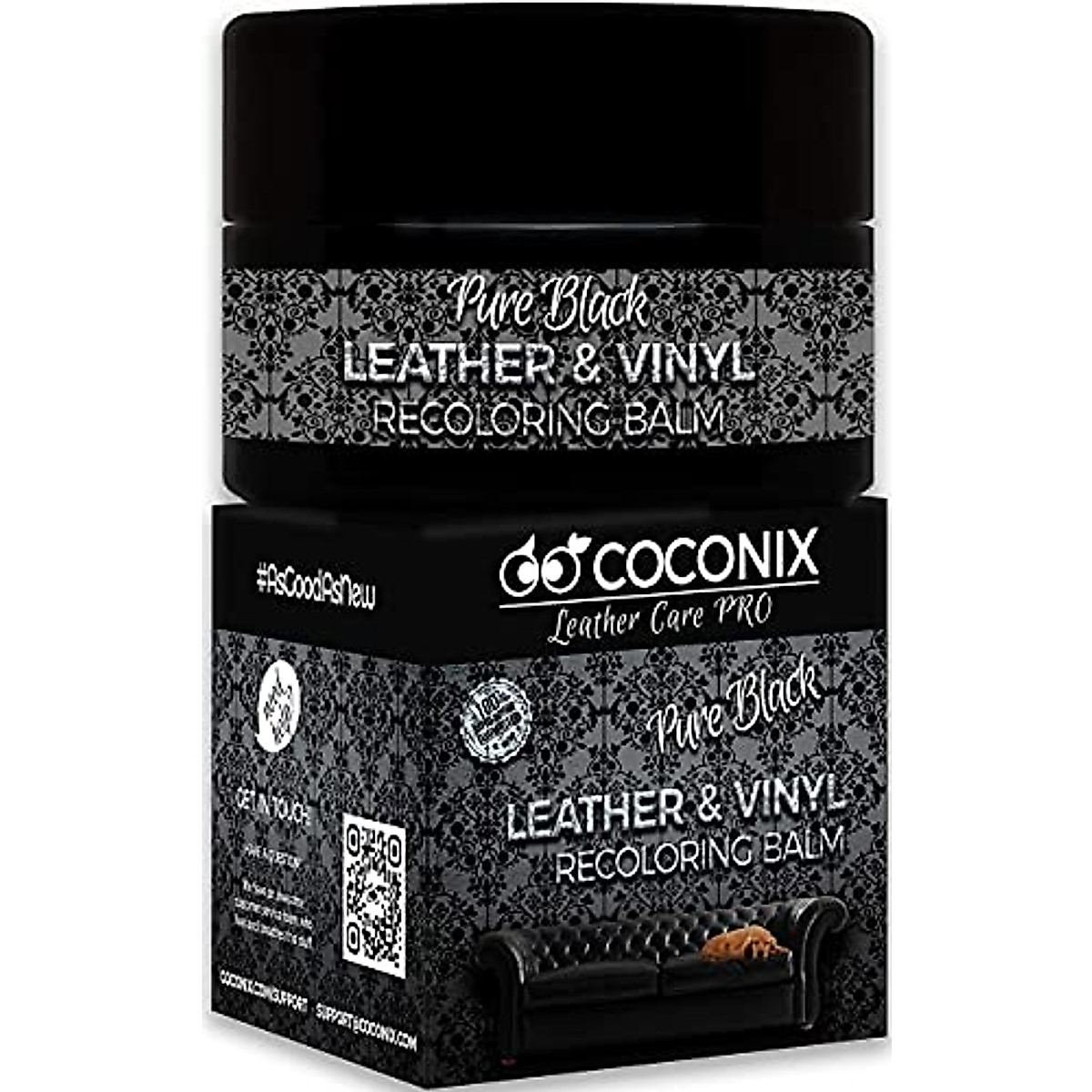 COCONIX Black Leather and Vinyl Repair Kit Leather Recoloring Balm Pure Black