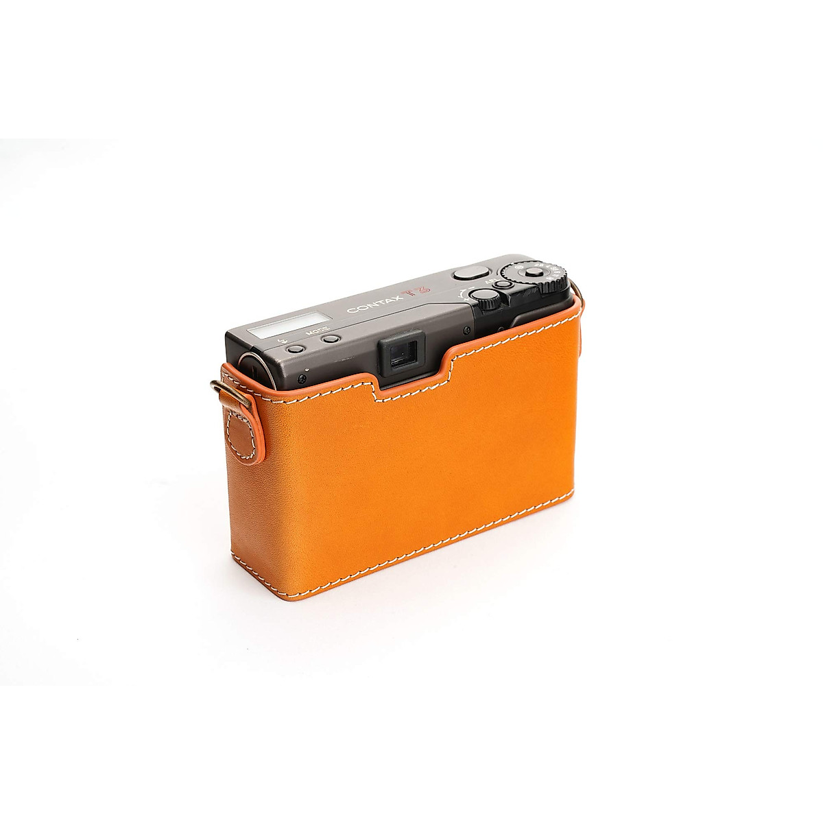 Contax T3 Case, BolinUS Handmade Genuine Real Leather Half Camera Case Bag Cover for Contax T3 Camera with Hand Strap (Yellow)