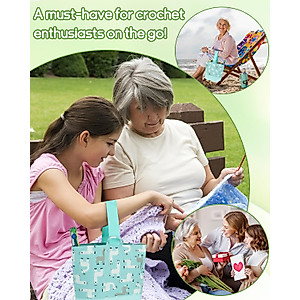 Katech Upgrade Knitting Tote Bag, Portable Knit Wrist Bag for Yarn Holding, Lightweight Travel Wrist Bag for Knitting Yarn Storage Bag Organizer Yarn Holder Bag on The Go Green