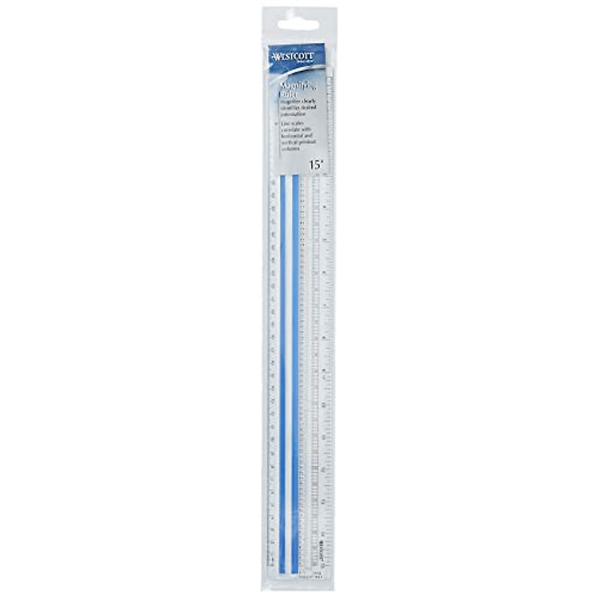 Westcott ‎40711 Clear Data Processing Magnifying Ruler, 15 In