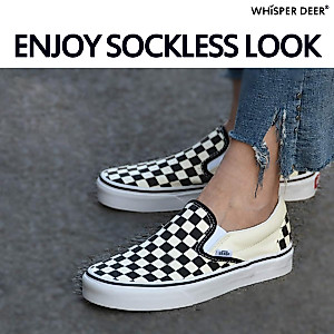 WHISPER DEER No Show Liner Socks Women - Size 4-7/7-10/10-13 Low Cut Invisible Cotton Sneaker Socks with Non Slip Grip (3/6/8 packs)