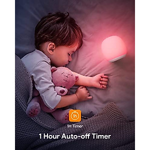 EASEMO Night Light for Kids Room, Baby Night Light with Touch Control, Rechargeable Magnetic Nursery Lamp with RGB Color & Stepless Dimming with 1 Hour Timer for Breastfeeding Bedroom, Child Gifts