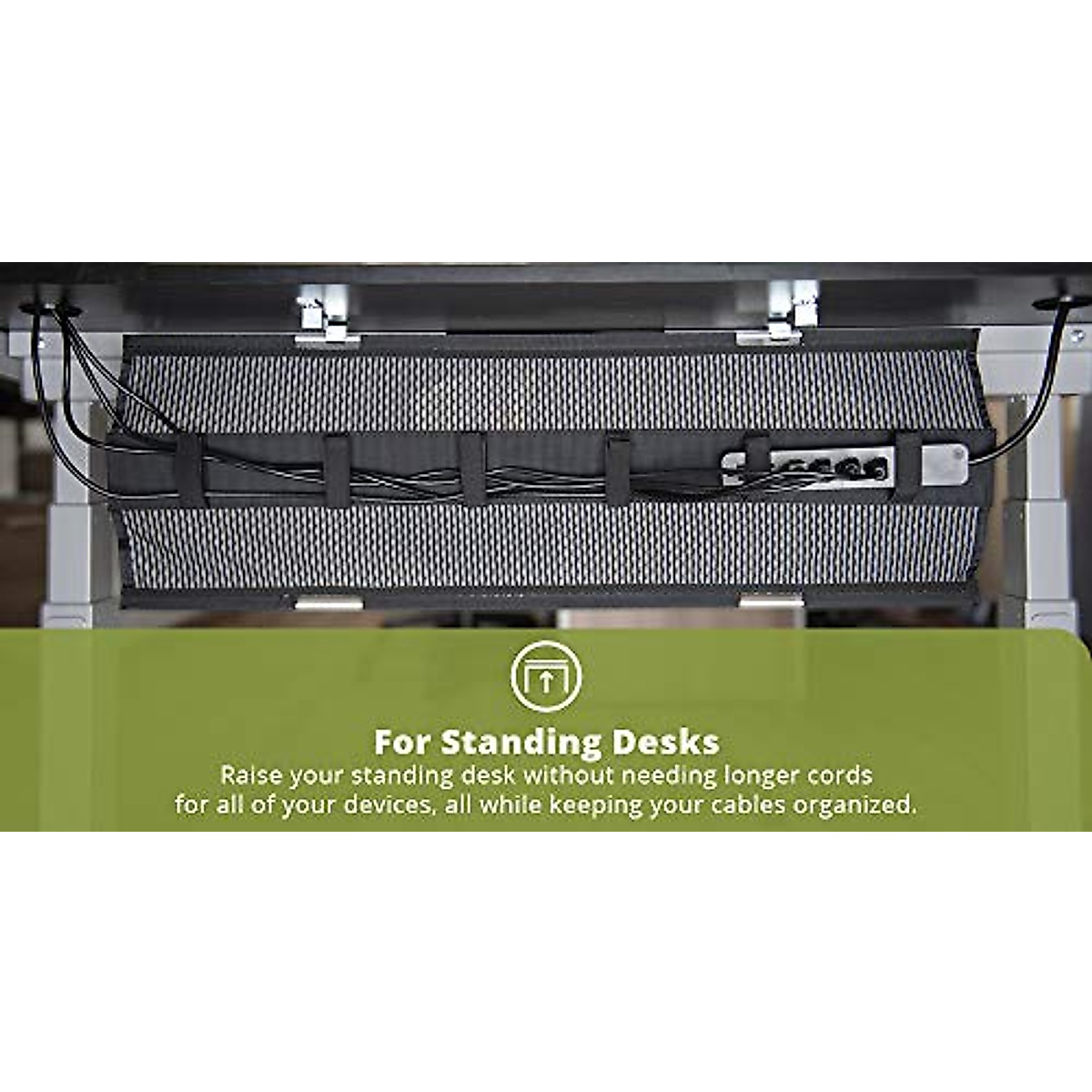 Uprite Ergo Mesh Cable Manager, Ergonomic Cord Organizer for Height Adjustable Desks (Gray)