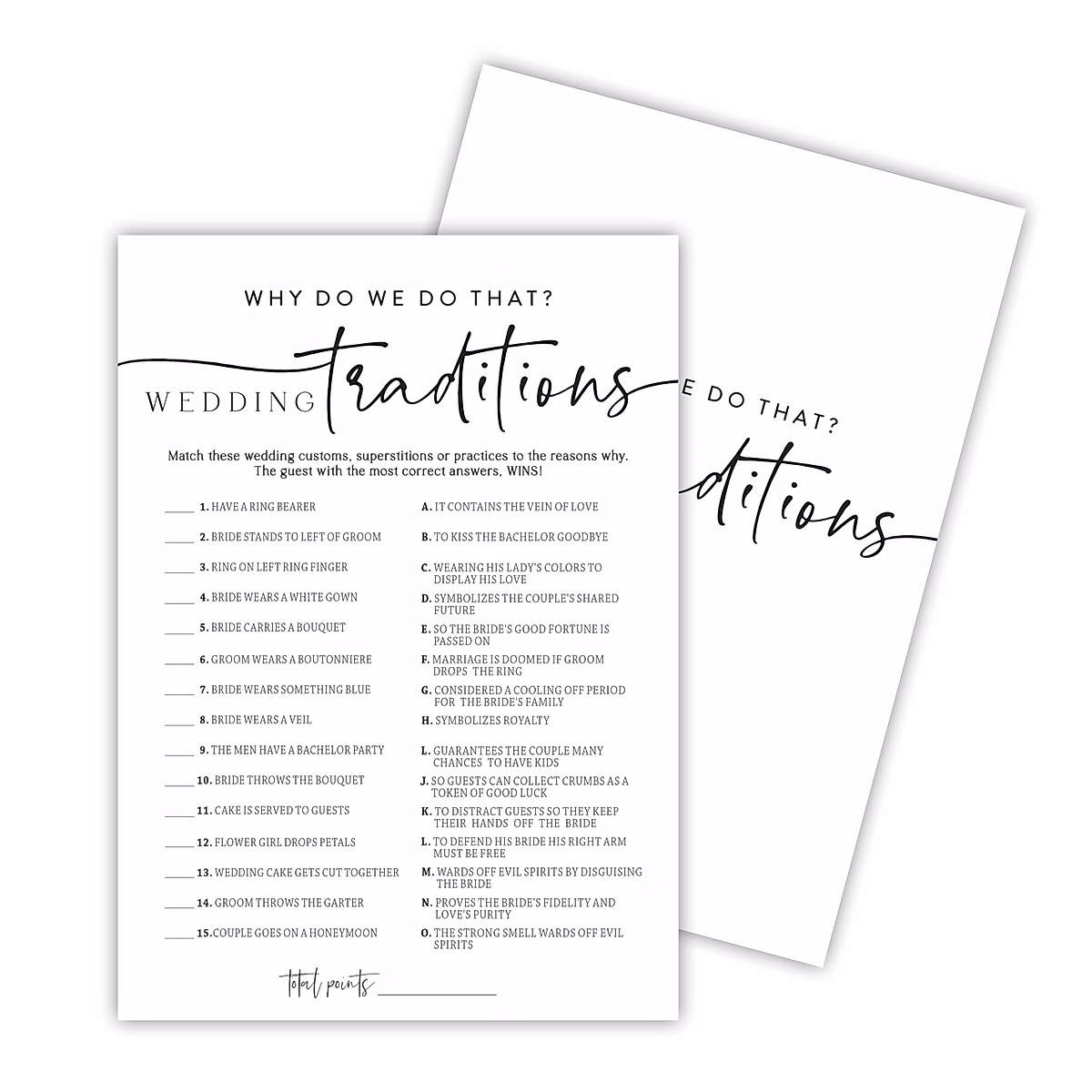 Minimalism Bridal Shower Game Cards With Answer Card, Wedding Traditions Game, Wedding Party Game Cards For 30 Guests, Engagement Party Activities, Newlyweds Party Decoration & Supplies - A08