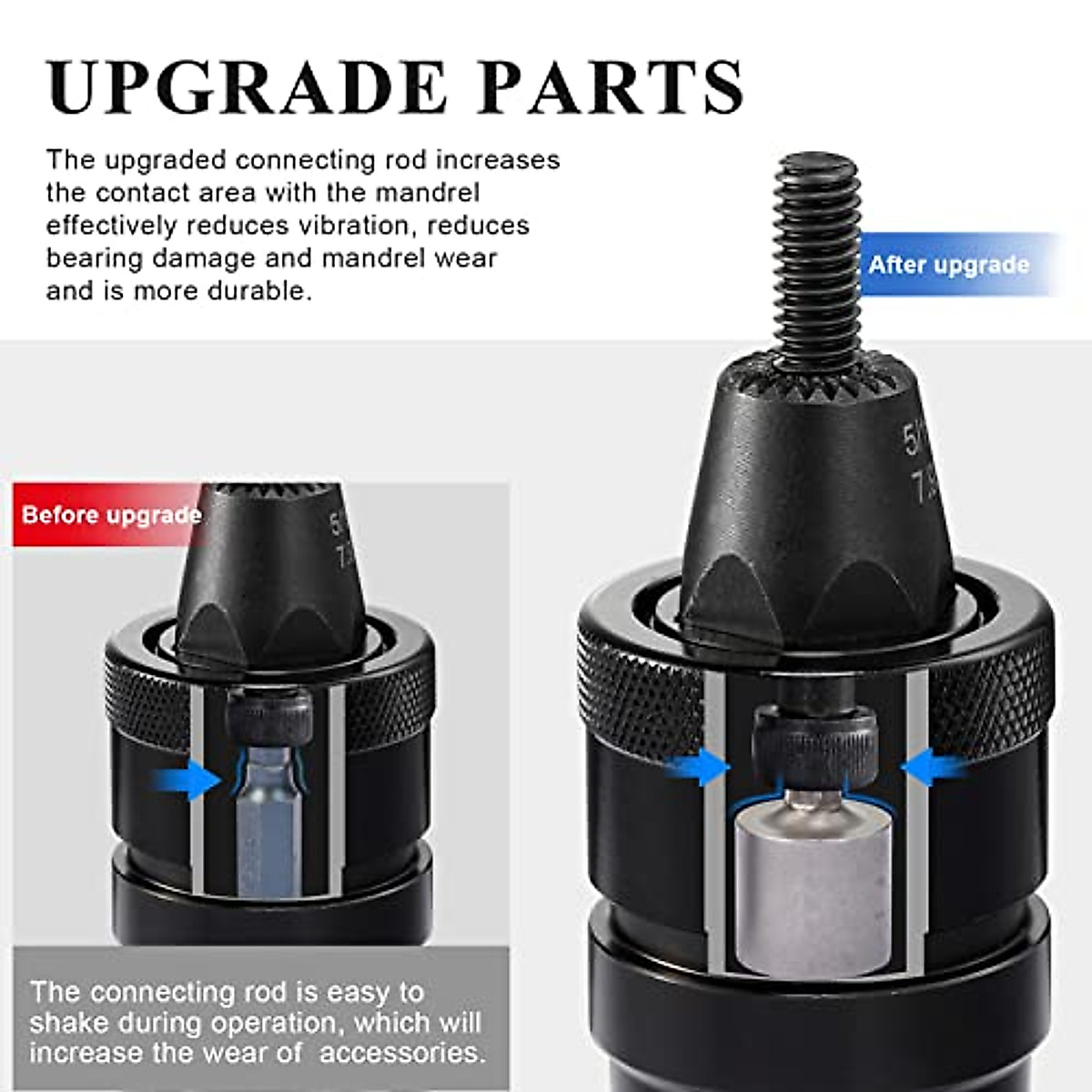 KIARUO Pneumatic Rivet Nut Gun with Self-locking Head Gun 1/4 & 5/16 & 3/8 Mandrels,Industrial Grade Adjustable Speed Pull Rivnut Gun Model:LM07 Button Switch