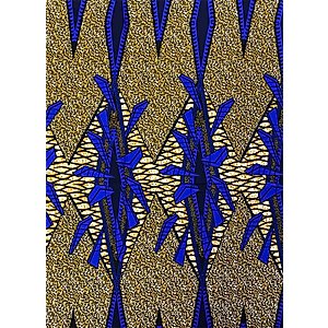 African Ankara Wax Print Fabrics - Royal-Blue, Azure-Blue, Golden-Brown, White, Black- Sell by 6 Yards-100% Cotton- for Dresses