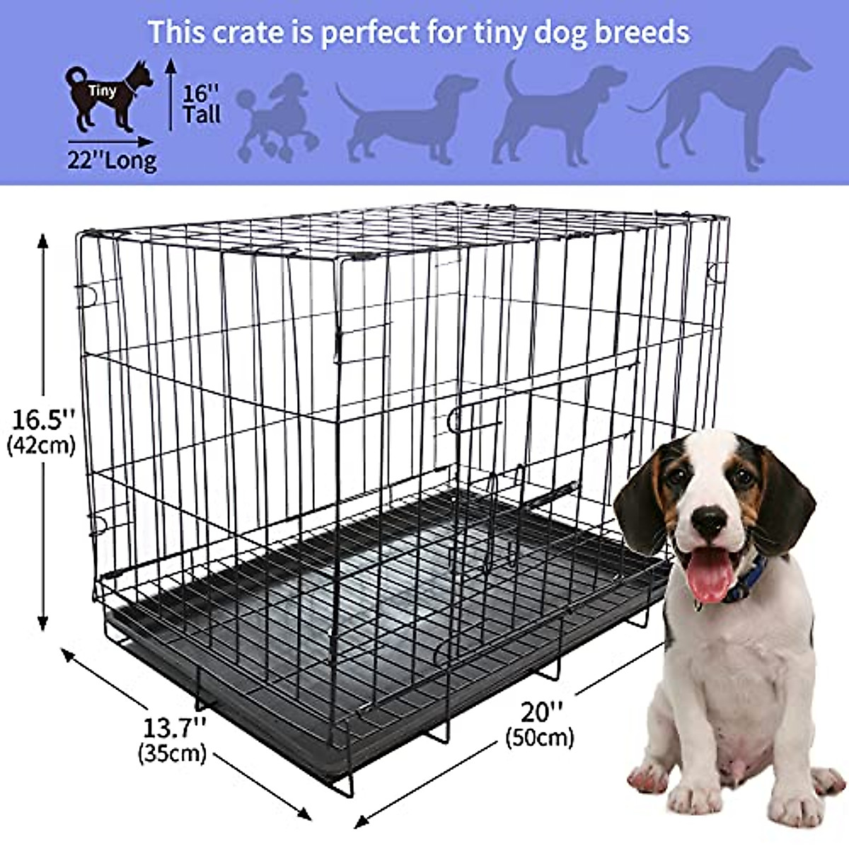 Daorfaa Dog Crate Cage, Collapsible Home for Cat Ferret and Small Animals (Weight up to 8 pounds) 20L x 14W x 17H Inches, Black