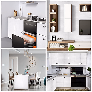 seonta White Contact Paper 16"x118" Wood Peel and Stick Wallpaper Waterproof Removable Self Adhesive Wall Paper Sticker Cover Wood Vinyl Wrap for Countertop Desk Table Cabinets