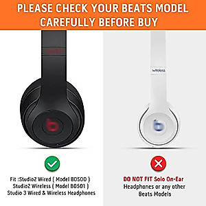 GVOEARS Replacement Ear Pads for Beats Studio 3, Ear Cushions for Beats Studio 2&Studio 3 Wired & Wireless Not Fit Beats Solo On-Ear Headphone with Stronger 3M Adhesive Tape Thicker Memory Foam