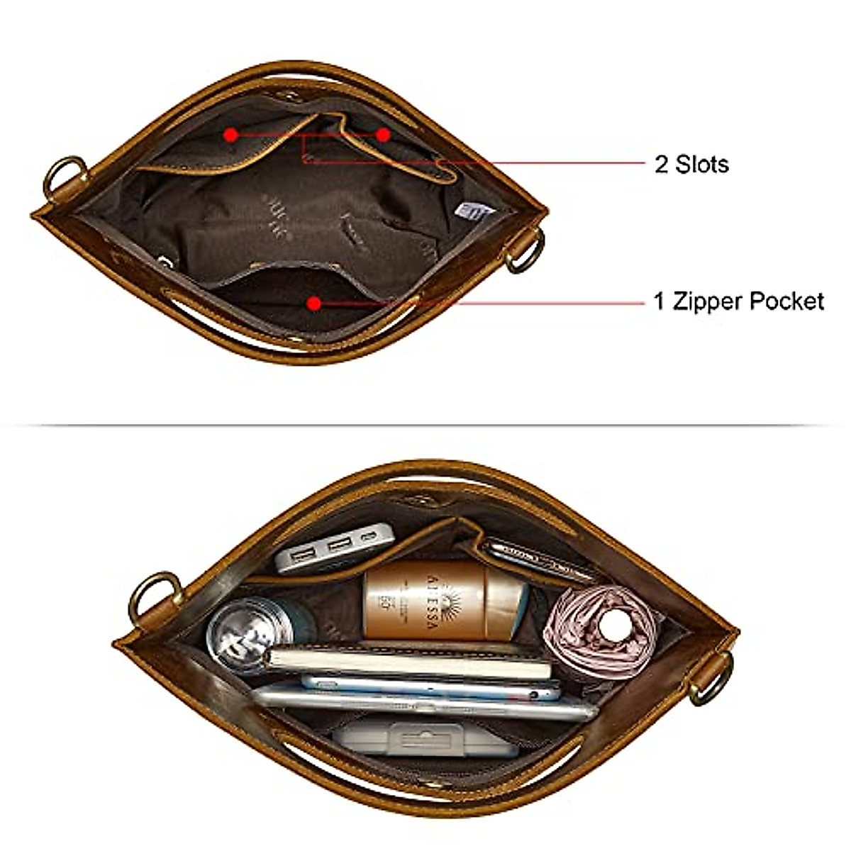 S-ZONE Women Vintage Genuine Leather Crossbody Bag Distressed Foldable Clutch Top Handle Handbag Purse