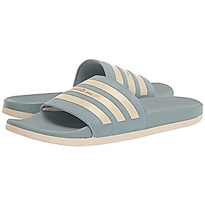 adidas Unisex Adilette Comfort Slide Sandal, Magic Grey/Wonder White/Gold Metallic, 12 US Women