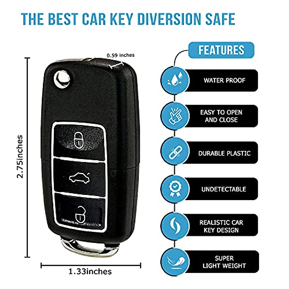 Sneaky Booze Stash Car Key Fob Remote Diversion Safe: Smell/Odor Proof Bag Discrete Portable Storage Container To Hide Pills Jewelry or Valuables Secret Hidden Travel Can Or Home Security 1 Pack