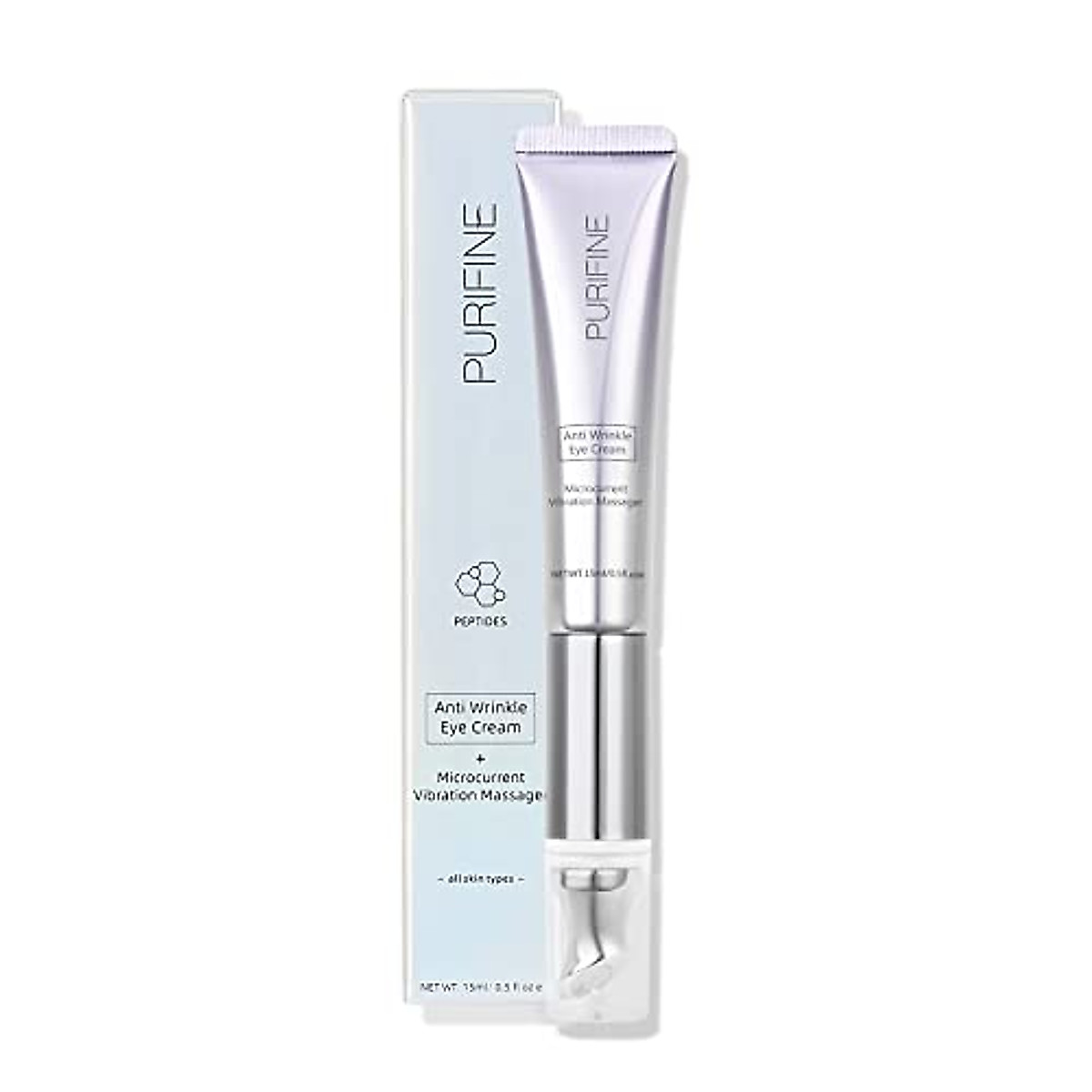 purifine Eye Cream for Wrinkles and Fine Lines Microcurrent Massage Anti-wrinkle Eye Cream Anti Aging 0.5 fl oz