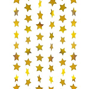 WEVEN Gold Glitte Star Garland Reflective Paper Party Streamers Twinkle Star Banner Backdrop for Wedding Baby Shower Nursery Graduation Party Decoration Supplies, 3" in Diameter, 20 Feet in Total
