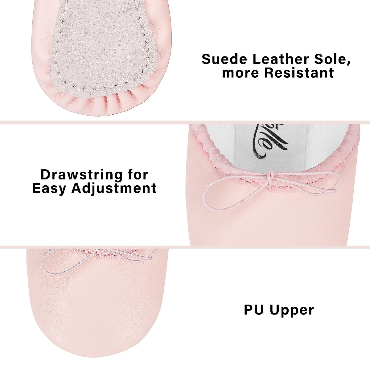 Stelle Ballet Shoes for Girls Toddler Dance Slippers PU Leather Boys Ballerina Shoes for Toddler/Little Kid/Big Kid/Women(Ballet Pink,3ML)