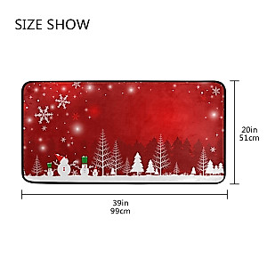 Kitchen Rugs Christmas Tree Snowman Design Non-Slip Soft Kitchen Mats Bath Rug Runner Doormats Carpet for Home Decor, 39" X 20"