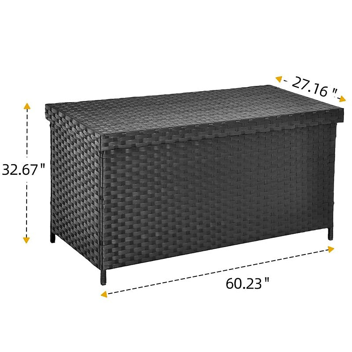 DWVO 170 Gallon Outdoor Storage Box, Weatherproof Wicker Deck Box, XL Outside Storage Container for Patio Furniture, Cushions, Pool Storage and Garden Tools (Black)