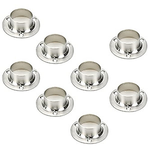 Rannb Stainless Steel Closet Rod Flange Holder Shower Rod Flange Set Socket Bracket Support Fits 32mm/1.25" Rod - 8pcs