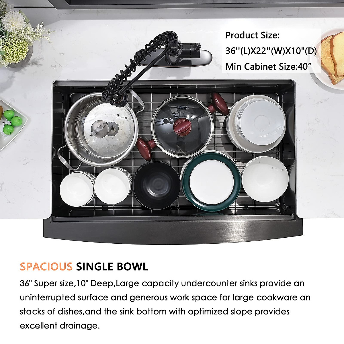 36 Inch Farmhouse Kitchen Sink Matte Black-HACHENL 36x22 Apron Front Farmhouse Workstation Kitchen Sink 16 Gauge Black Stainless Steel 10 Inch Deep Kitchen Sink Single Bowl Farmhouse Sink