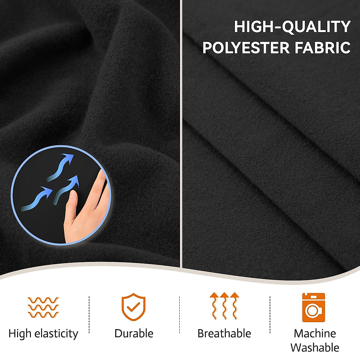 KEKUOU 4 Pieces Stretch Couch Covers for 3 Cushion Couch Sofa pet Friendly， Sofa Covers Washable Soft Elastic Dogs Furniture Protector(Sofa,Black)