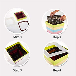 TETARI Trash Can Trash can Household Kitchen Plastic Black and White Strip (15 * 23 * 30cm) Foldable 1L Trash can, Plastic Recycling bin, Sorting Bracket, Trash can