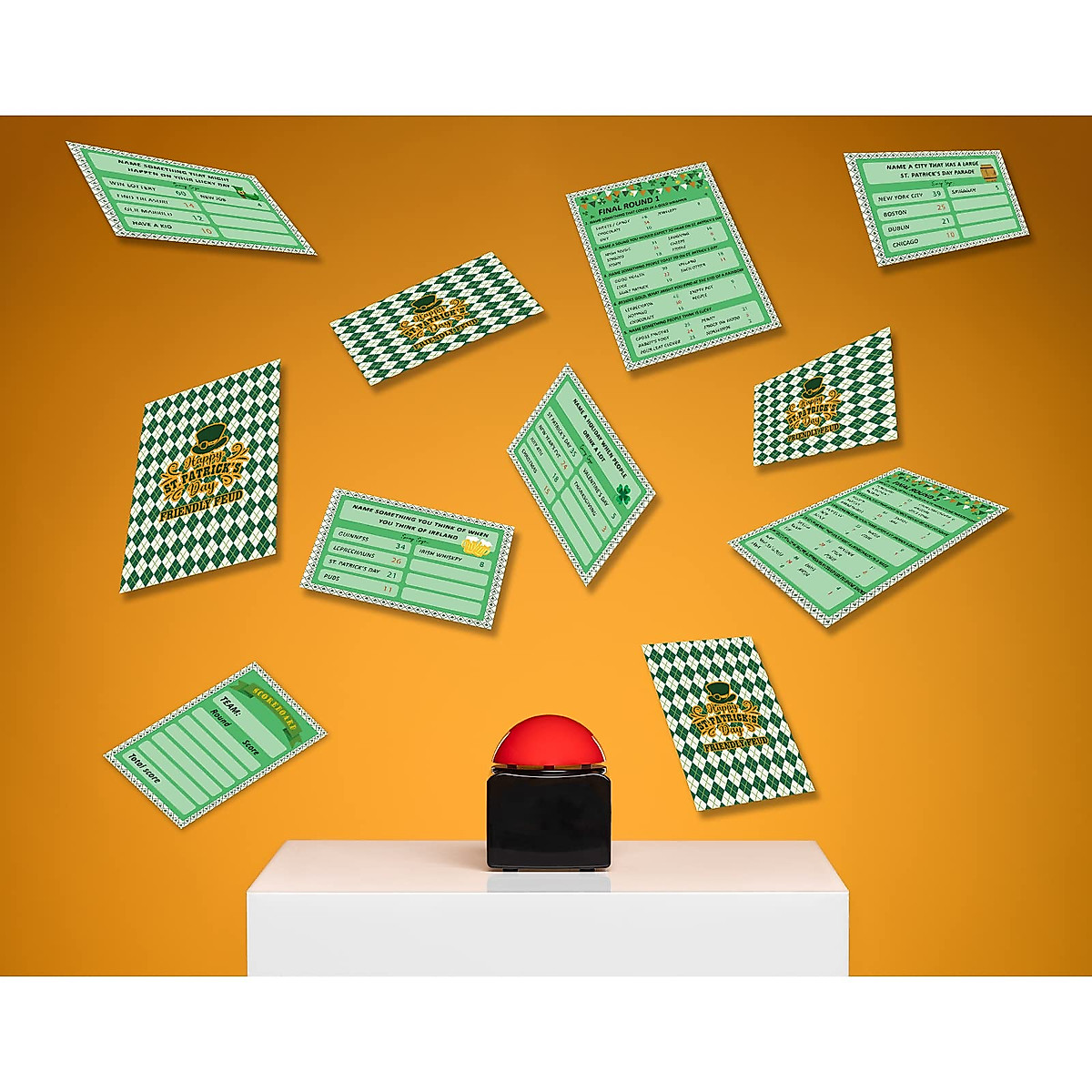 BEUFSE St' Patricks Day Friendly Feud Game Set, St' Patricks Day Party Game Supplies, St' Patricks Day Games for Adults, Feud Quiz, Family Activity, Family Games Night, Fun Holiday Game SC001